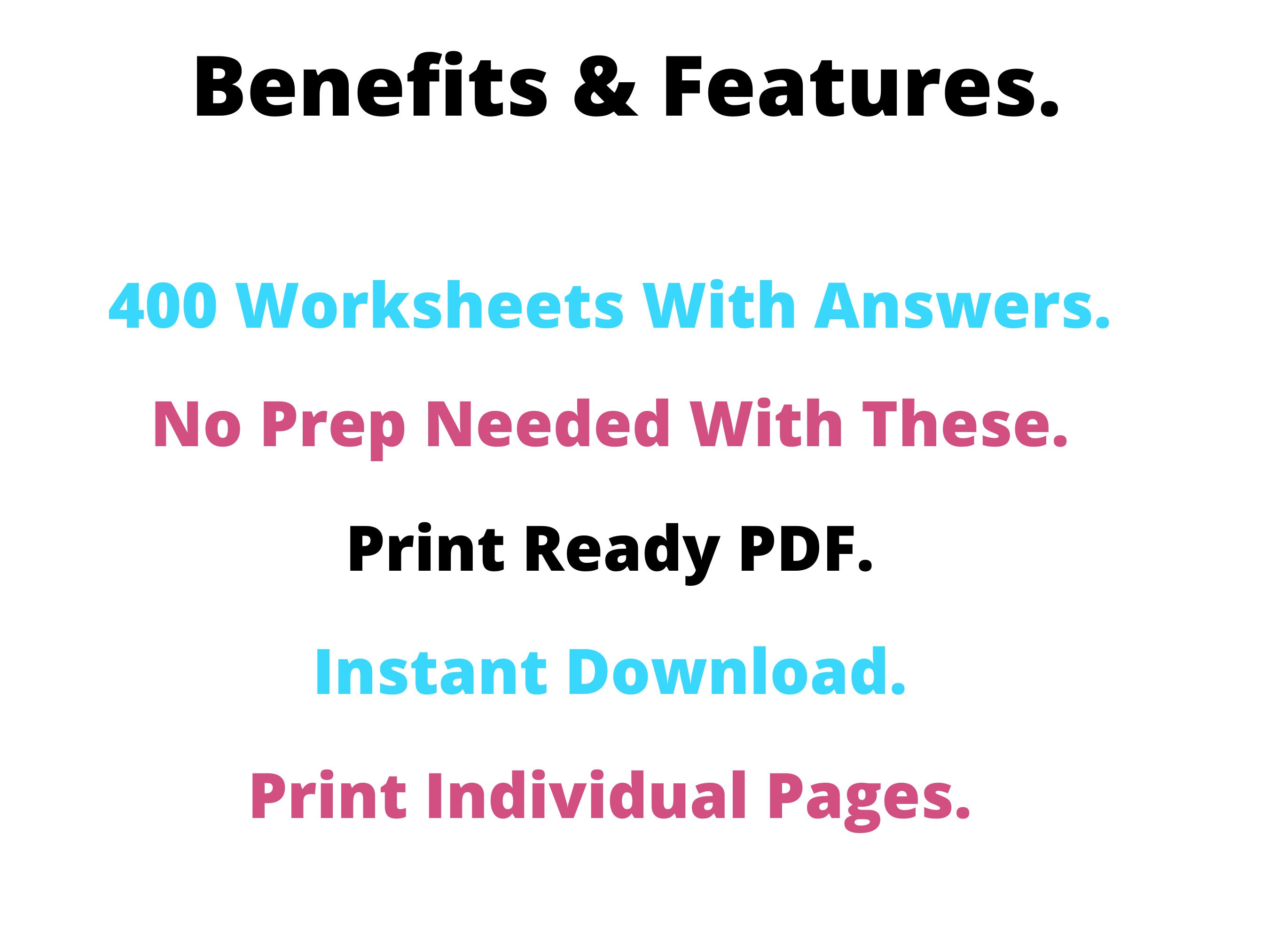 Math Worksheets Bundle: Over 400 Pages of Math Worksheets Including ...