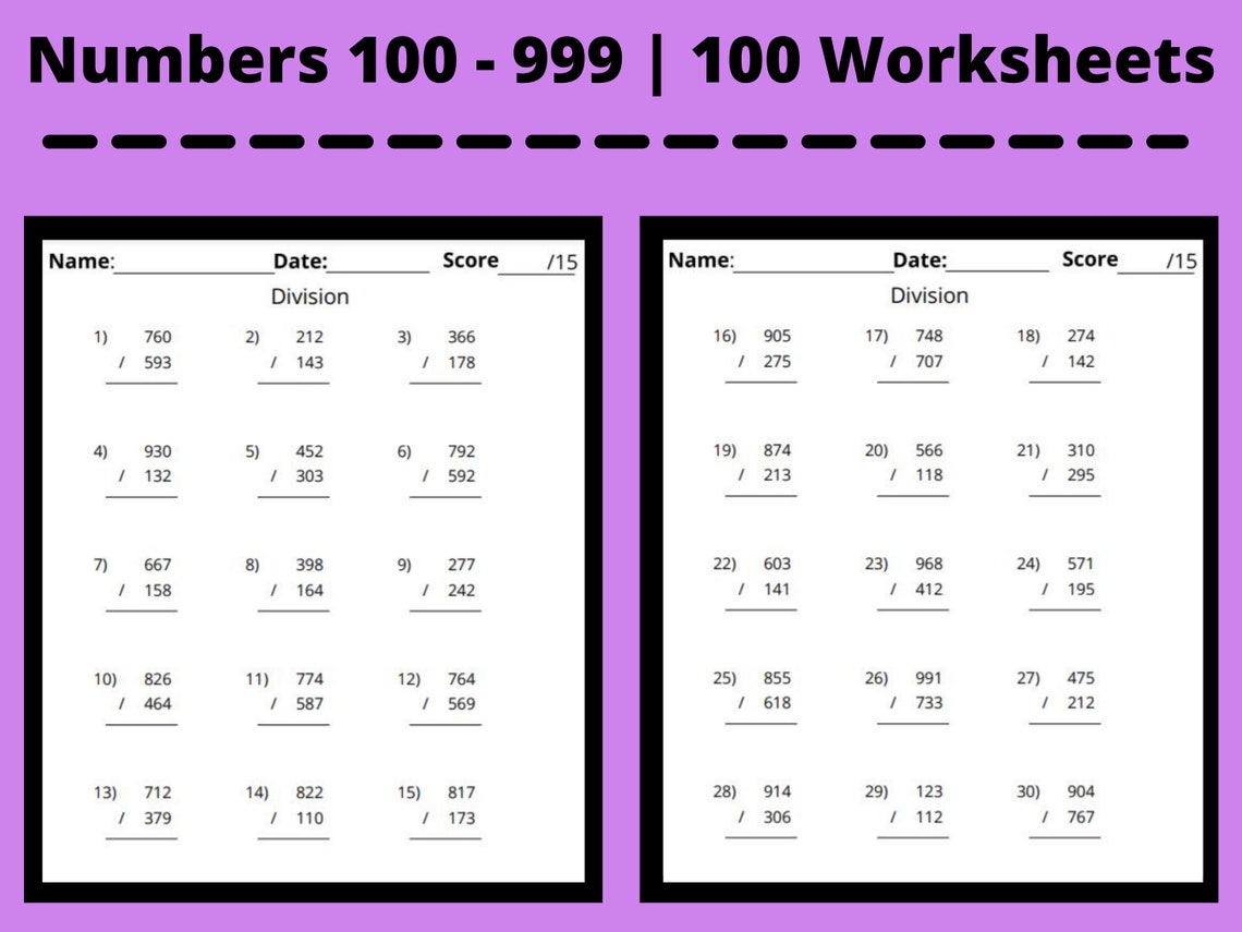 Math Division Worksheets, 400 Practice Math Worksheets With Answers ...
