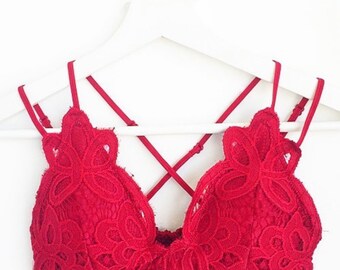 Lace Red Bralette - Etsy