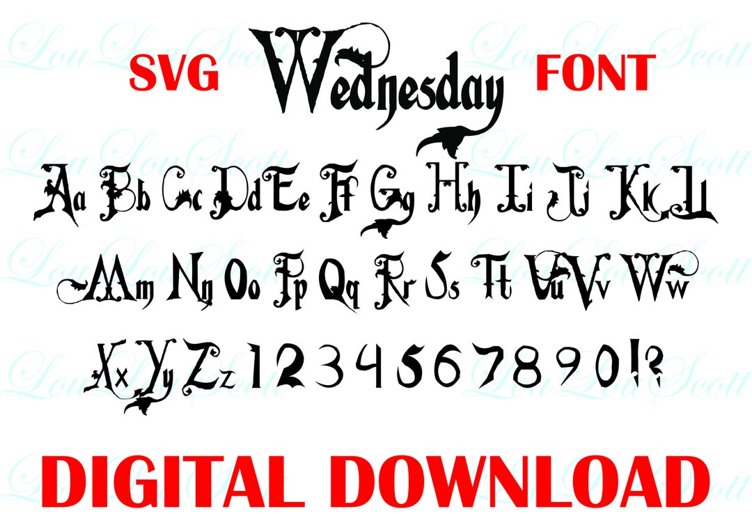 Wednesday Addams Family Font Instant Digital Download SVG - Etsy