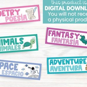 Bilingual Classroom Library Labels | Spanish & English Genre Tags ...