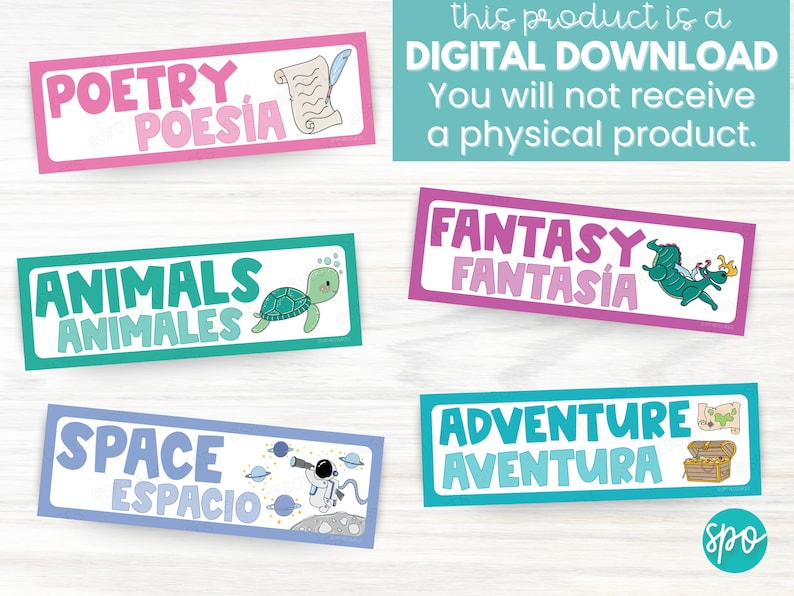 Bilingual Classroom Library Labels | Spanish & English Genre Tags ...