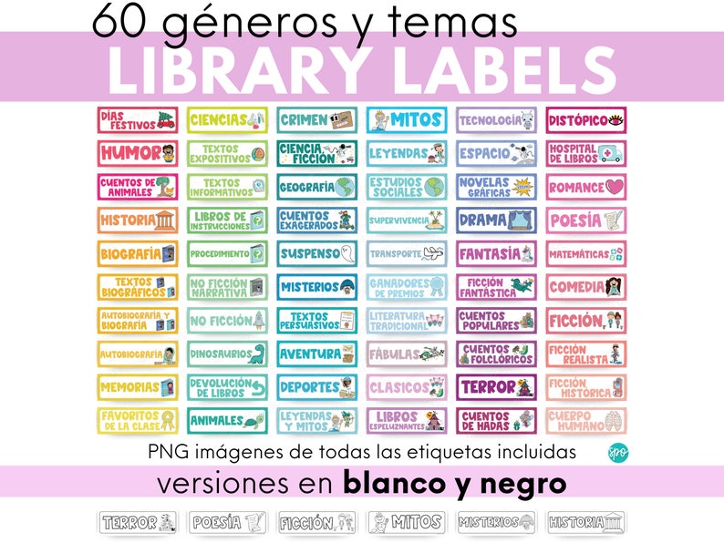 Etiquetas De La Biblioteca De Aula Por Género Y Tema | Spanish ...