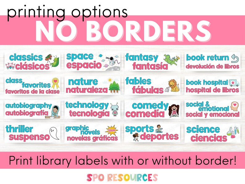 Bilingual Classroom Library Labels Blue/red Font Dual-language Genre ...