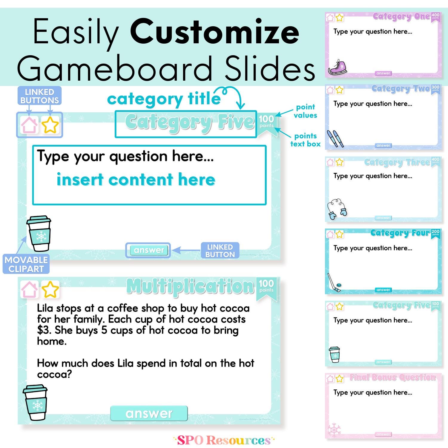 Winter Theme Jeopardy Game Template | Editable Classroom Game Show ...