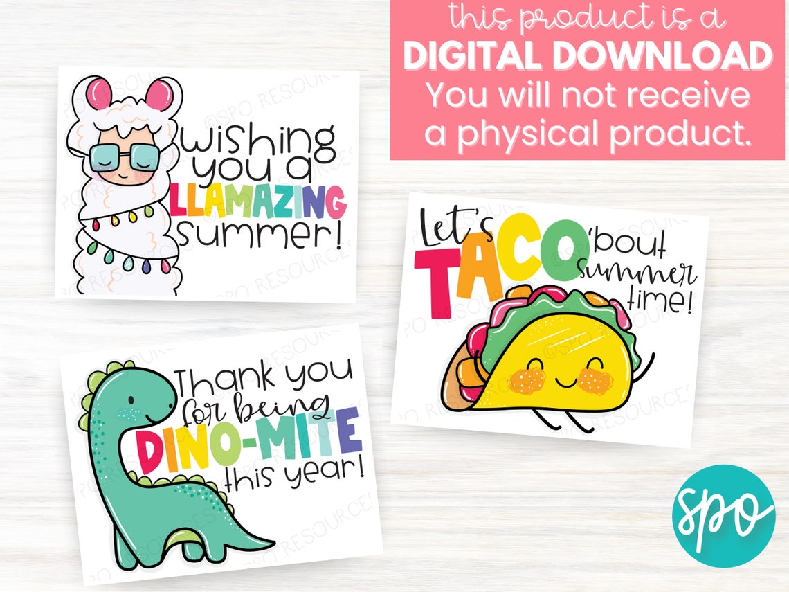 End of Year Thank You Cards & Gift Tag Labels From Teachers to Students ...