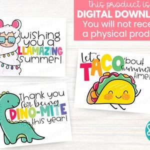 End of Year Thank You Cards & Gift Tag Labels From Teachers to Students ...