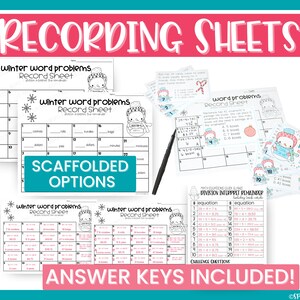Winter Holiday Math Task Cards Division Interpret the Remainder Word ...