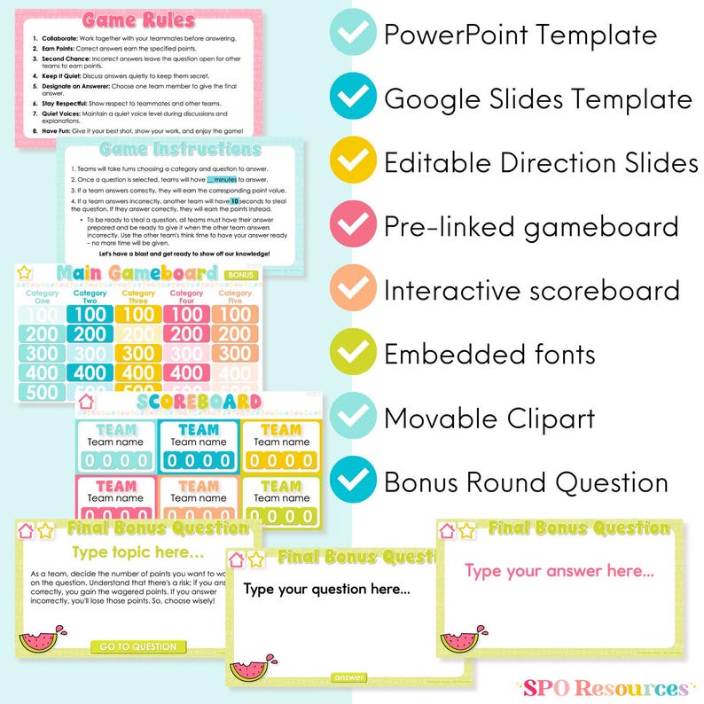 Summer Theme Jeopardy Game Template | Editable Classroom Game Show for ...
