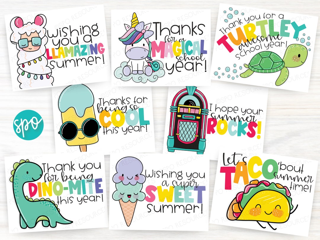 End of Year Thank You Cards & Gift Tag Labels From Teachers to Students ...