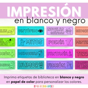 Etiquetas De La Biblioteca De Aula Por Género Y Tema | Spanish ...