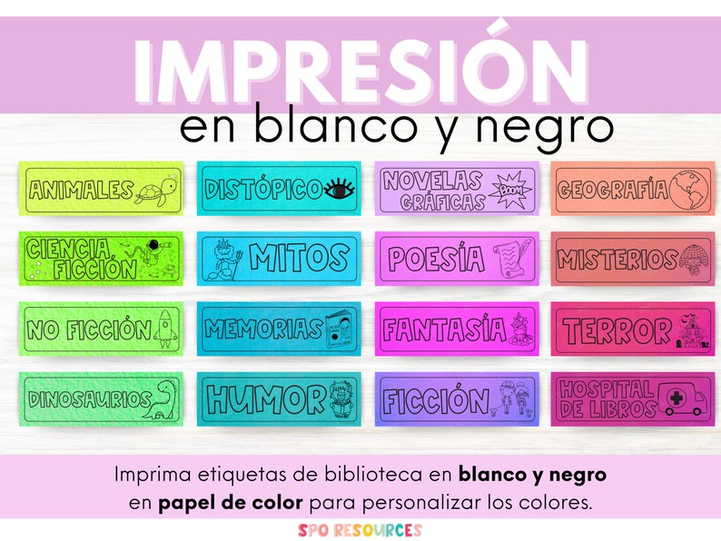 Etiquetas De La Biblioteca De Aula Por Género Y Tema | Spanish ...