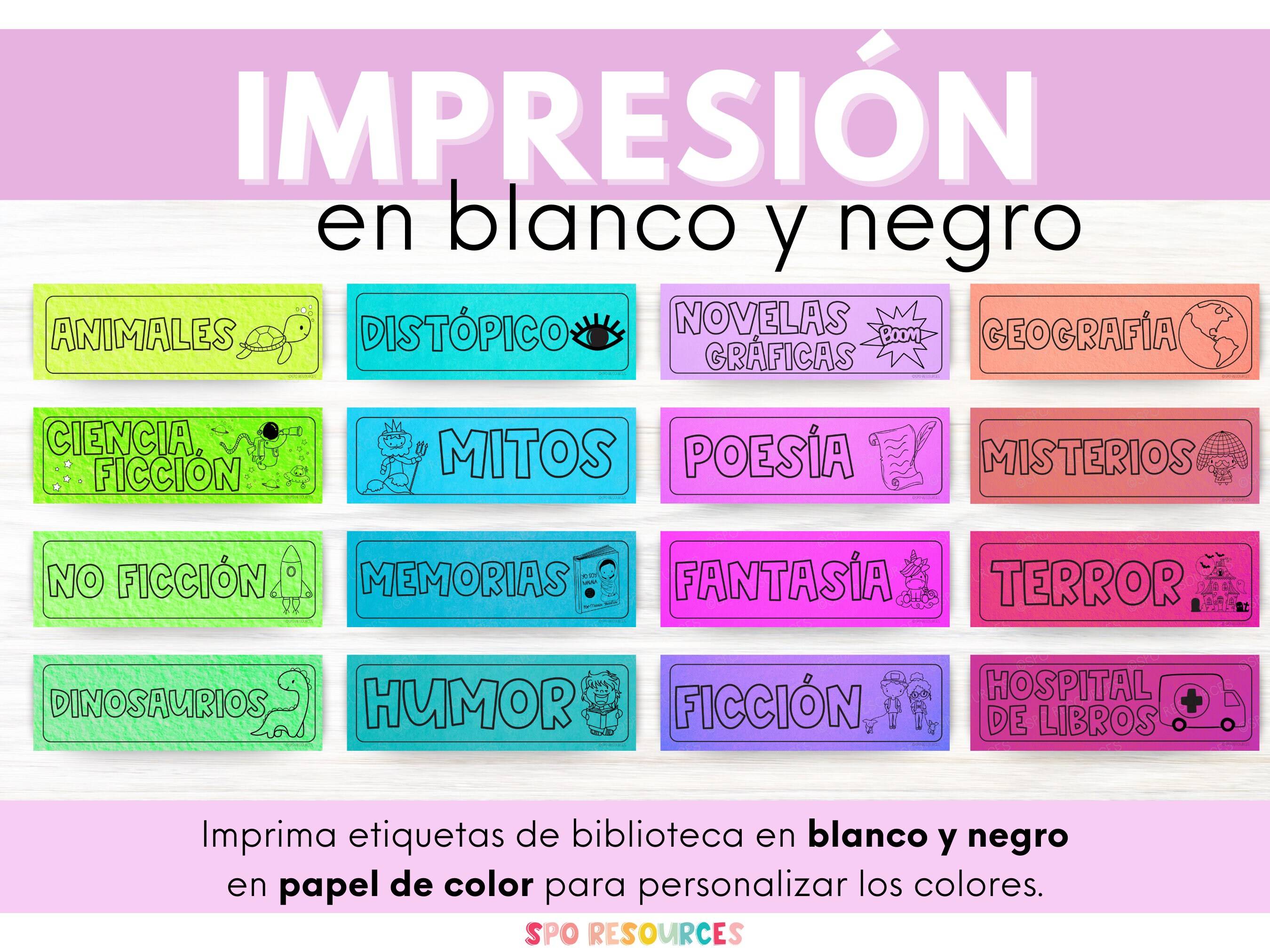 Etiquetas De La Biblioteca De Aula Por Género Y Tema | Spanish ...