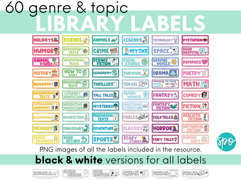 Classroom Library Labels by Genre & Topic for Book Bins and Bookshelves ...