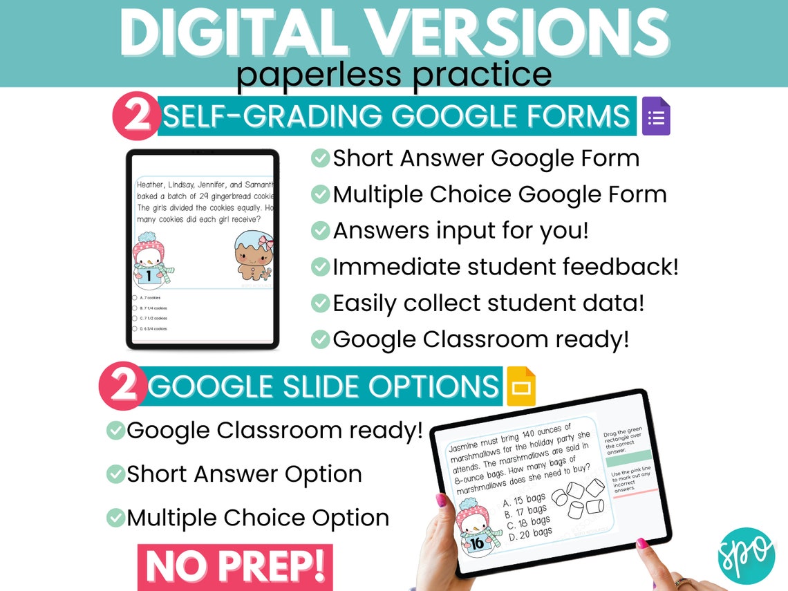 Winter Holiday Math Task Cards Division Interpret the Remainder Word ...