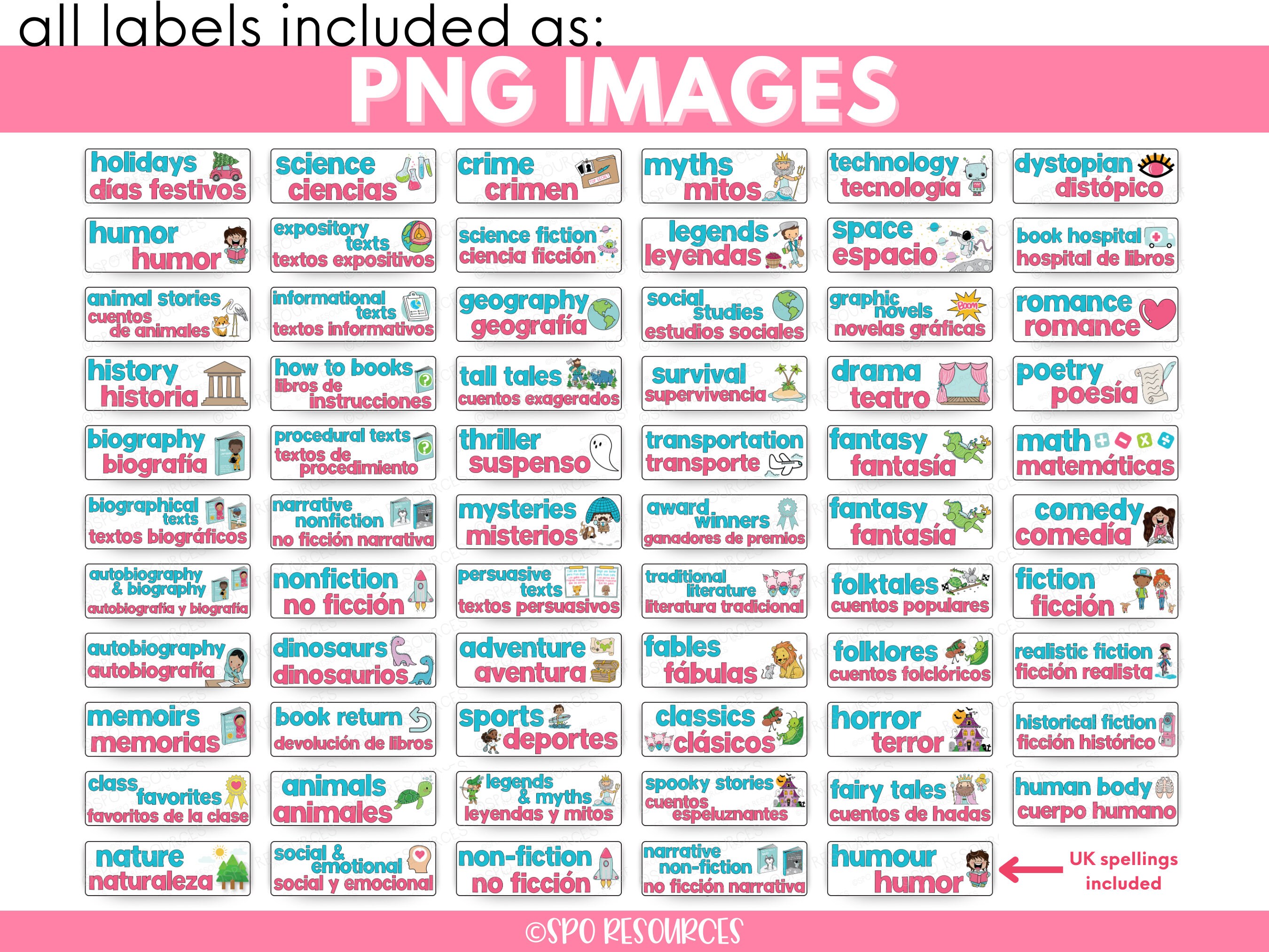 Bilingual Classroom Library Labels | Blue/red Font | Dual-language ...