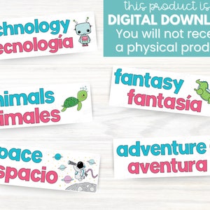 Bilingual Classroom Library Labels | Blue/red Font | Dual-language ...