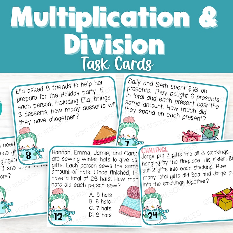 Math Word Problems Cards - Etsy