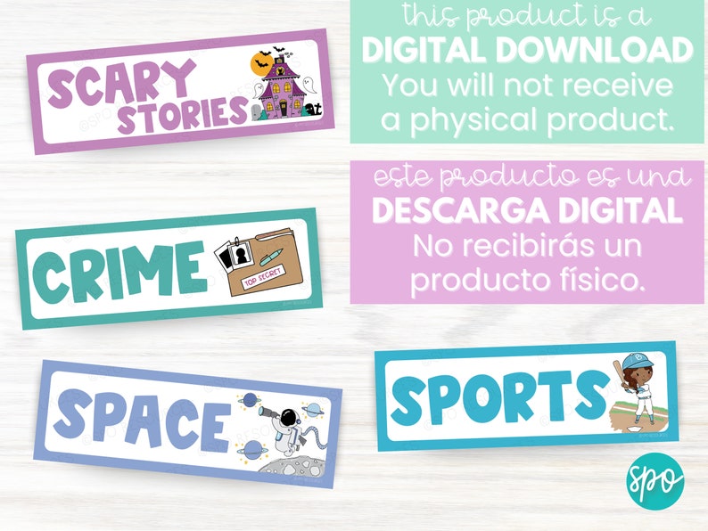 Etiquetas De La Biblioteca De Aula Por Género Y Tema | Spanish ...