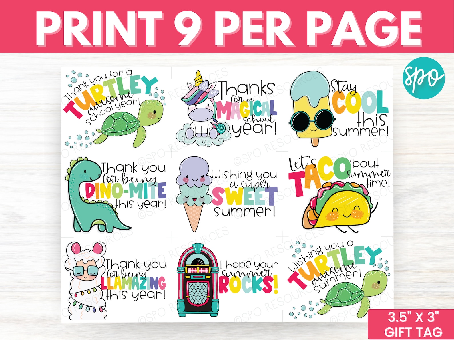 End of Year Thank You Cards & Gift Tag Labels From Teachers to Students ...