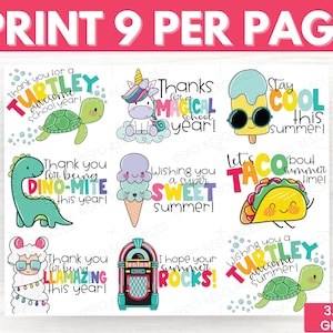 End of Year Thank You Cards & Gift Tag Labels From Teachers to Students ...