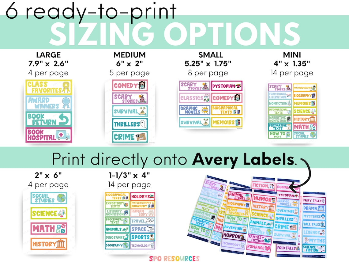 Classroom Library Labels by Genre & Topic for Book Bins and Bookshelves ...
