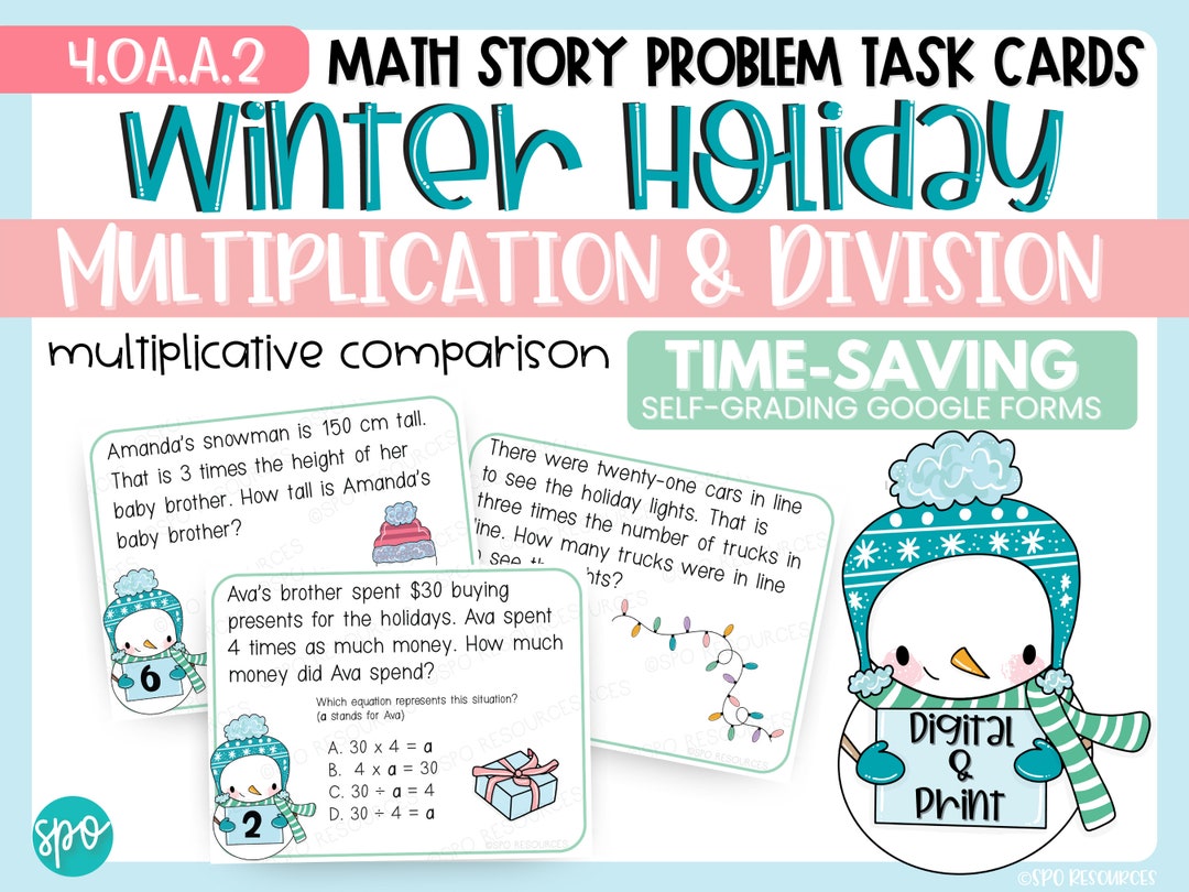 Winter Holiday Math Task Cards Multiplicative Comparison Word - Etsy