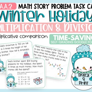 Winter Holiday Math Task Cards Multiplicative Comparison Word Problems ...