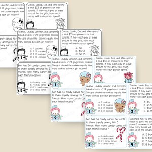 Winter Holiday Math Task Cards Division Interpret the Remainder Word ...