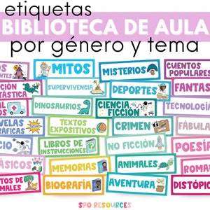 Etiquetas De La Biblioteca De Aula Por Género Y Tema | Spanish ...
