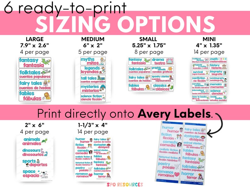 Bilingual Classroom Library Labels Blue/red Font Dual-language Genre ...