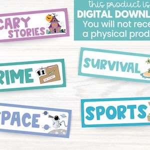 Classroom Library Labels by Genre & Topic for Book Bins and Bookshelves ...