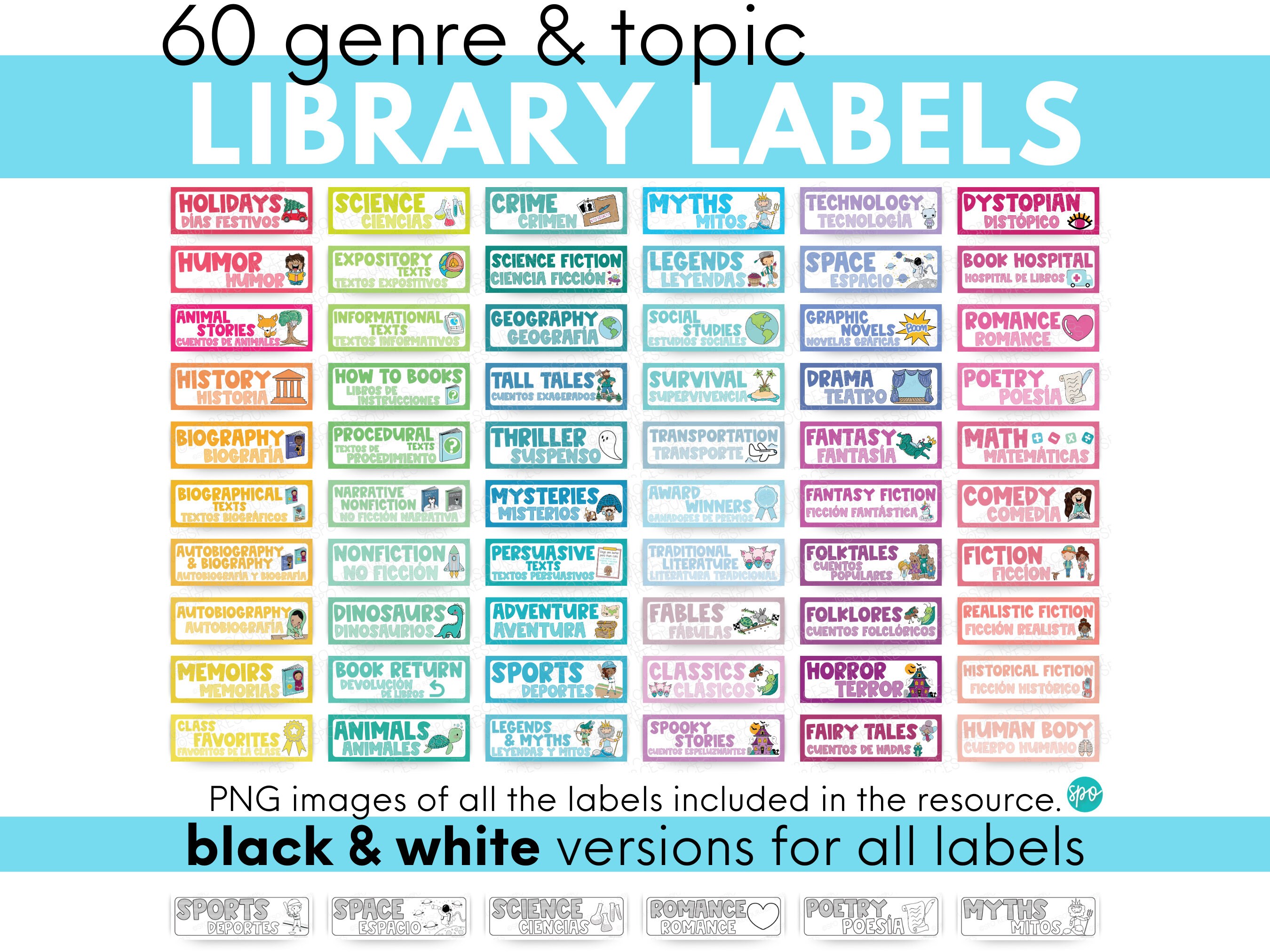 Bilingual Classroom Library Labels | Spanish & English Genre Tags ...