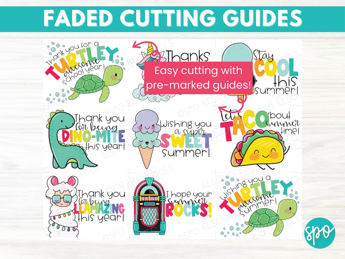 End of Year Thank You Cards & Gift Tag Labels From Teachers to Students ...