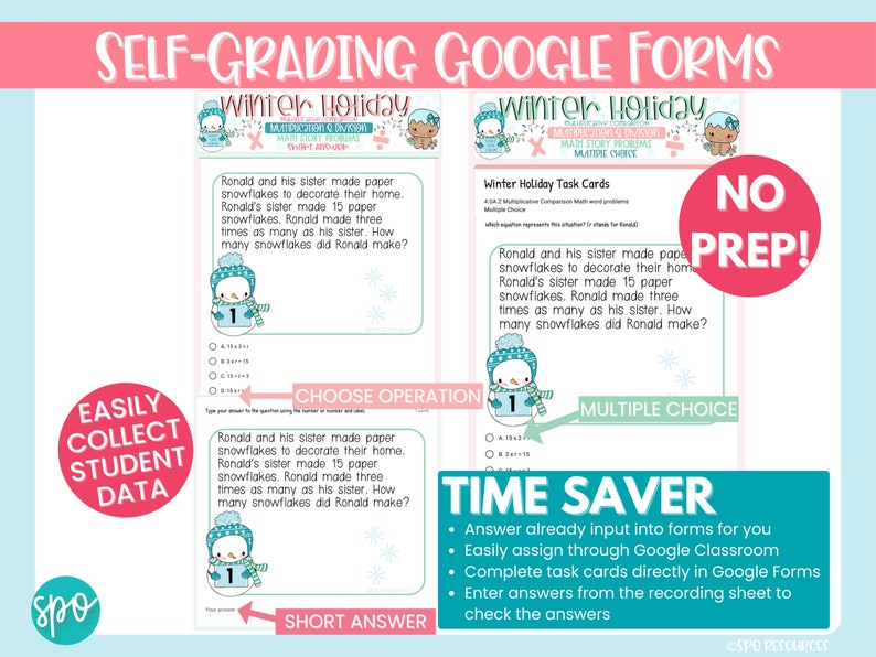 Winter Holiday Math Task Cards Multiplicative Comparison Word Problems ...