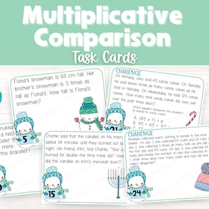 Winter Holiday Math Task Cards Multiplicative Comparison Word Problems ...