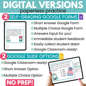 Winter Holiday Math Word Problem Task Cards Multiplication and Division ...