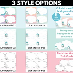 Snowman Editable Task Card Template Winter Task Cards- Commercial Use ...