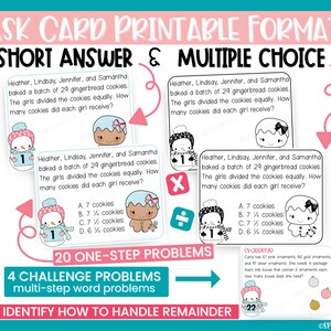 Winter Holiday Math Task Cards Division Interpret the Remainder Word ...