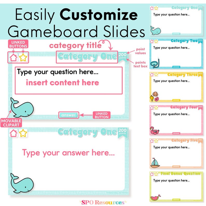 Summer Theme Jeopardy Game Template | Editable Classroom Game Show for ...