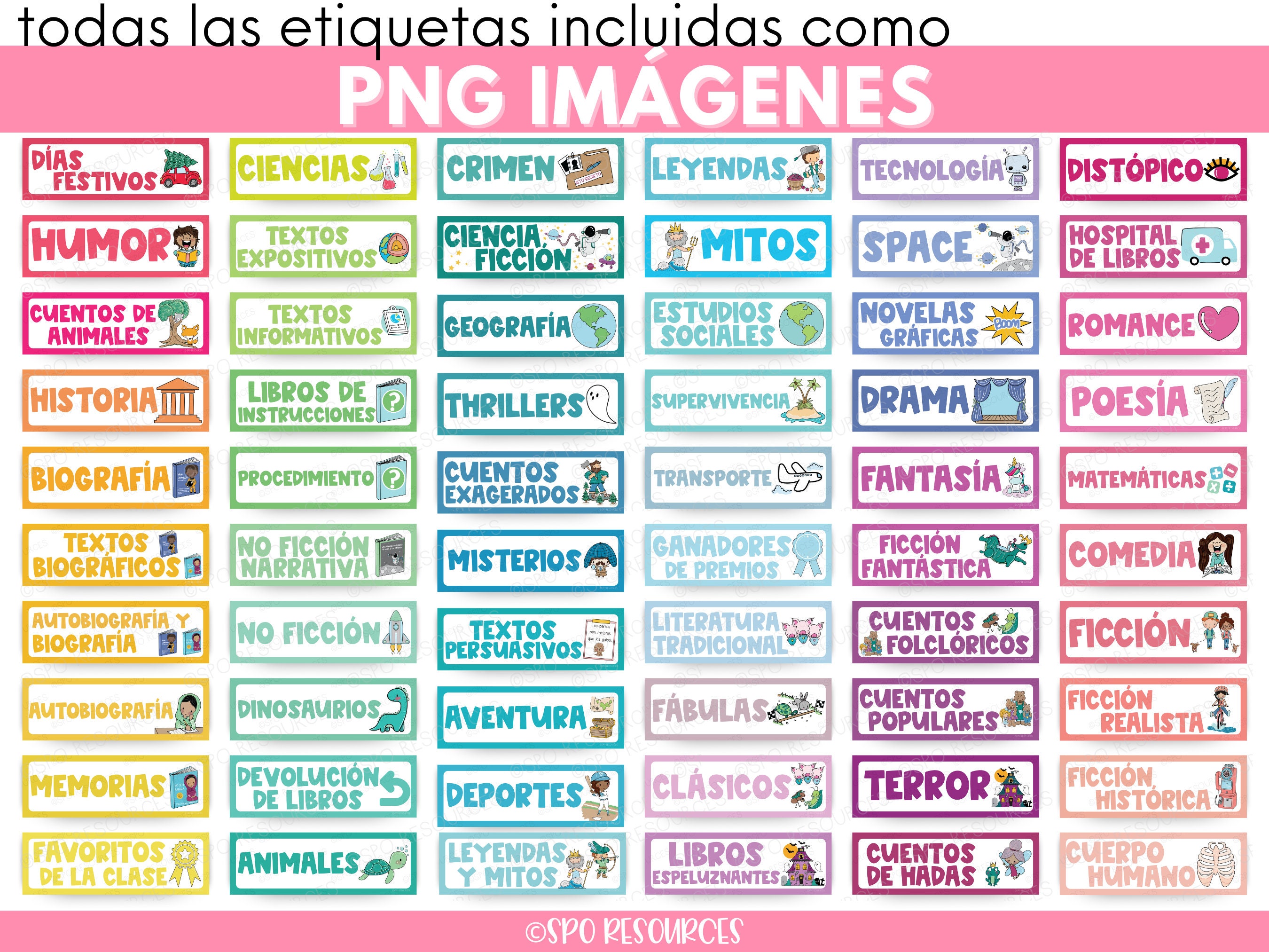 Etiquetas De La Biblioteca De Aula Por Género Y Tema | Spanish ...