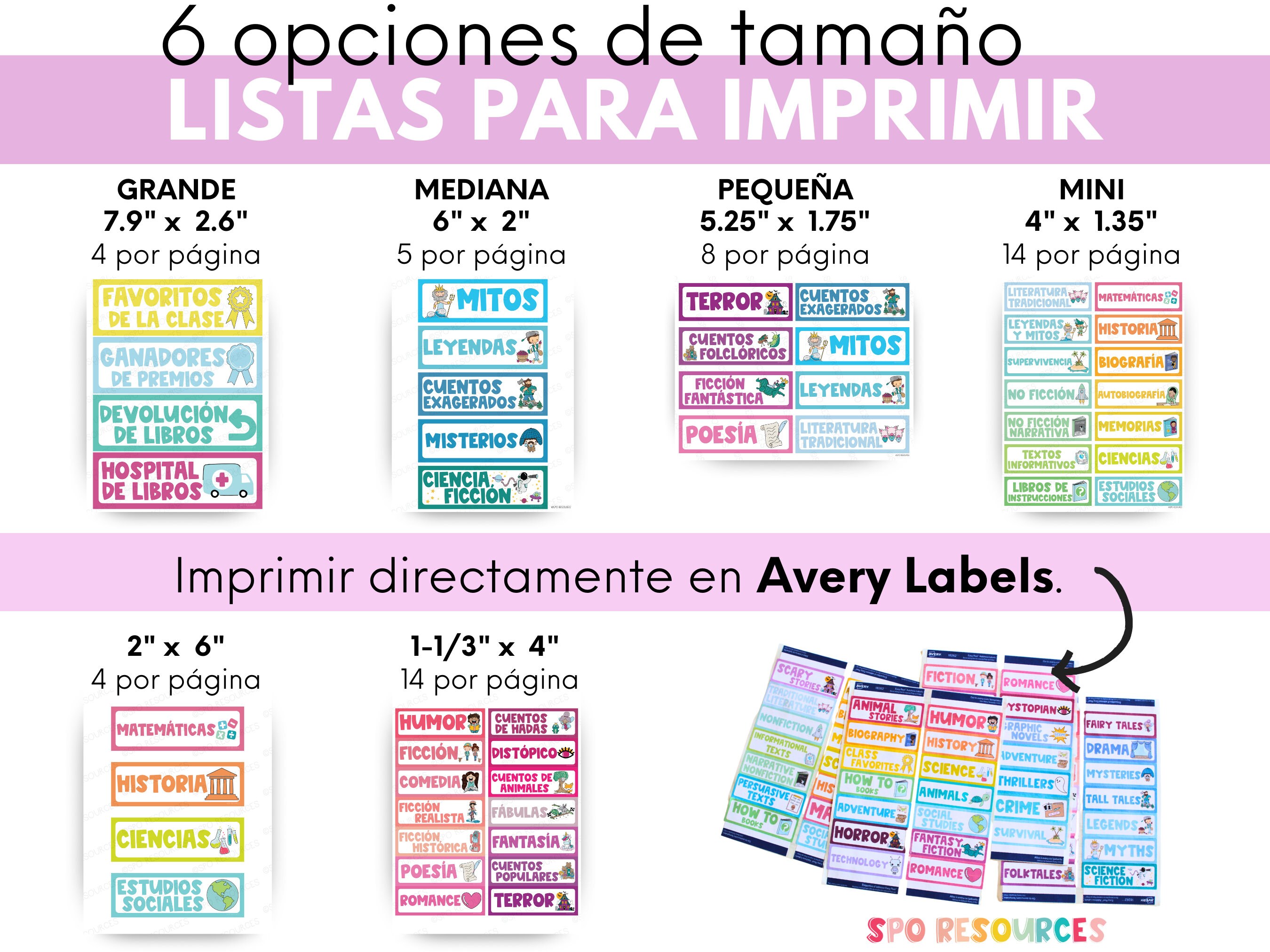 Etiquetas De La Biblioteca De Aula Por Género Y Tema | Spanish ...