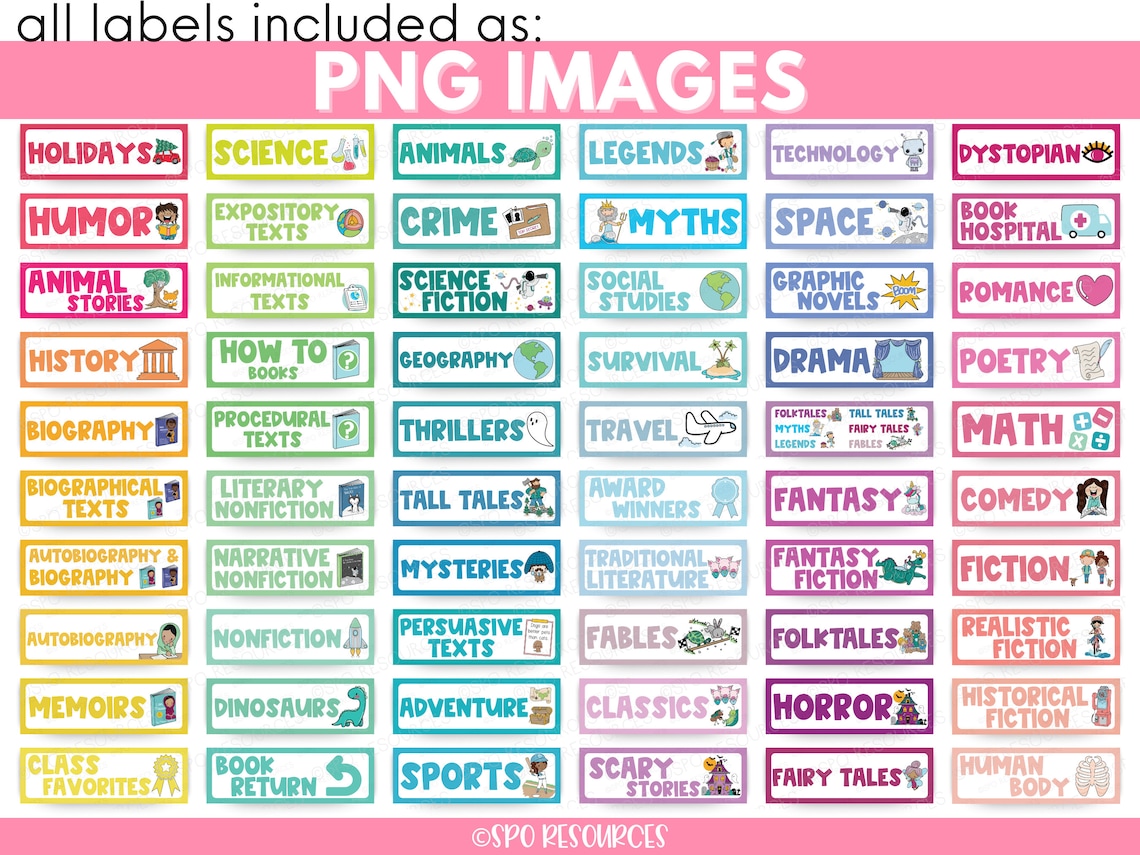 Classroom Library Labels by Genre & Topic for Book Bins and - Etsy