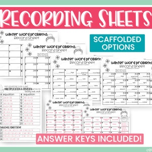 Winter Holiday Math Word Problem Task Cards Multiplication and Division ...