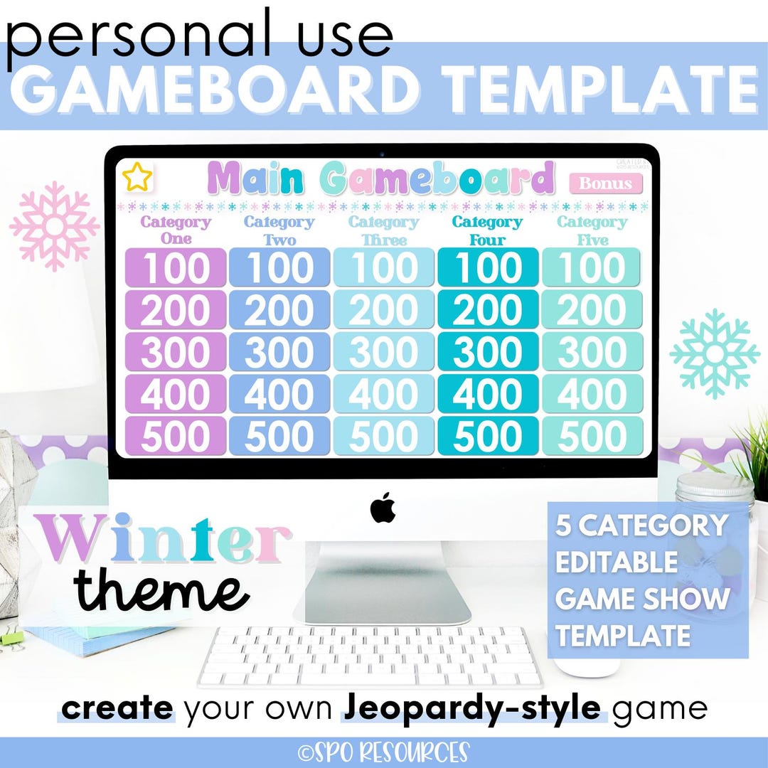 Winter Theme Jeopardy Game Template | Editable Classroom Game Show ...