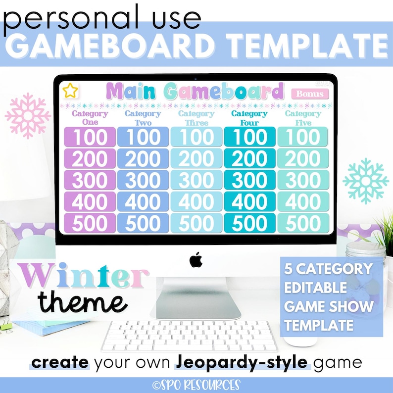 Winter-themed Jeopardy Game Template: Editable Classroom Powerpoint ...