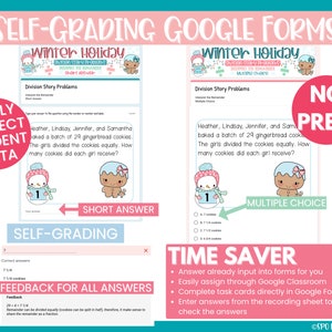 Winter Holiday Math Task Cards Division Interpret the Remainder Word ...