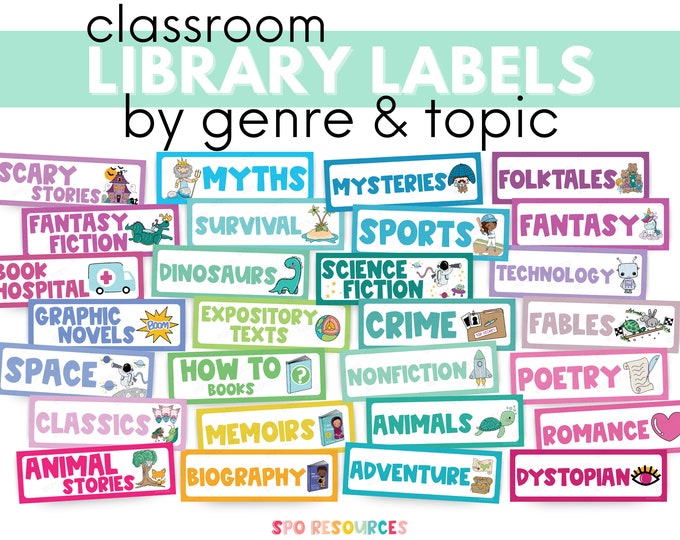 Book Genre Labels - Etsy