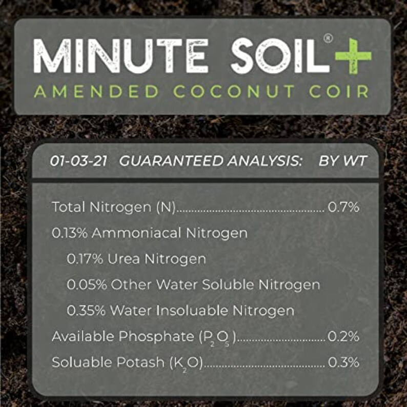 Minute Soil Plus Brick NPK Amended Compressed Coco Coir Fiber Grow ...