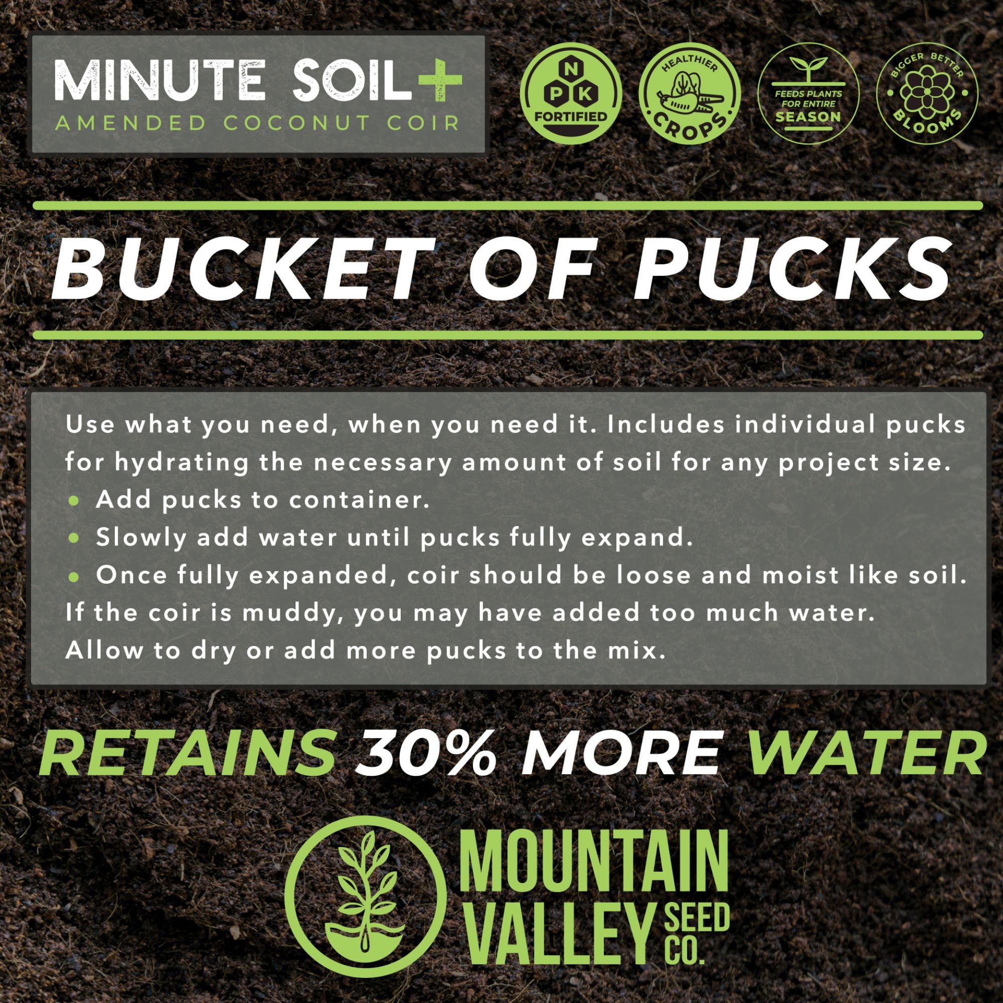 Minute Soil Amended Compressed Coco Coir Bucket of Pucks Expands to 15 ...